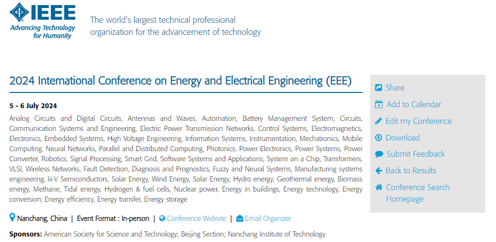 IEEE能源与电气工程国际学术会议-2024 International Conference on Energy and ...